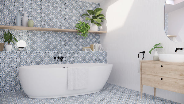 Howard Blue Geometric Vintage Porcelain Tile