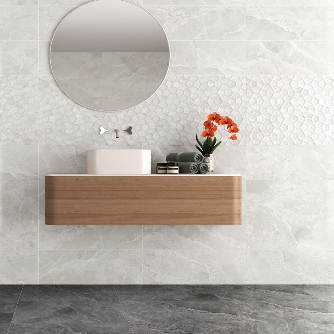 Elegant Grey Polished Glazed Porcelain Tiles for Luxury Bathrooms ...