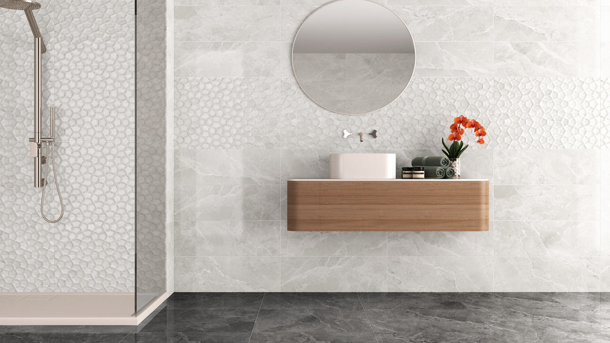 Elegant Grey Polished Glazed Porcelain Tiles for Luxury Bathrooms ...